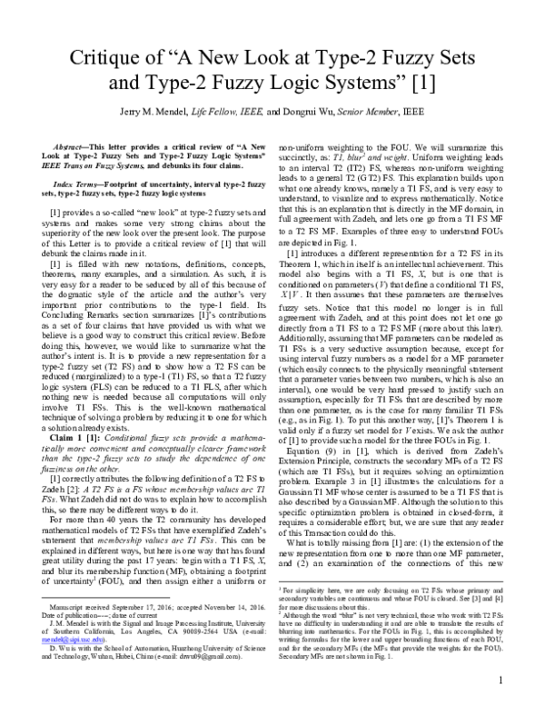 (PDF) Critique of “A New Look at Type-2 Fuzzy Sets and Type-2 Fuzzy Logic Systems”