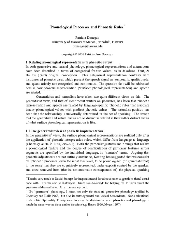 (PDF) Phonological Processes and Phonetic Rules