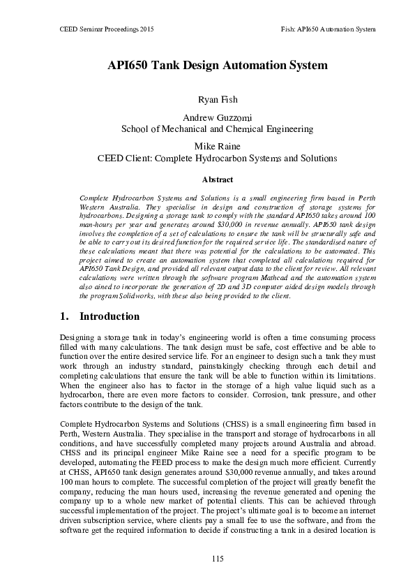 (PDF) API650 Tank Design Automation System