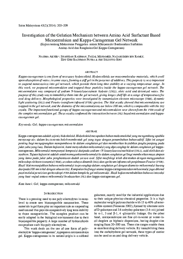 (PDF) Investigation of the Gelation Mechanism between Amino Acid ...