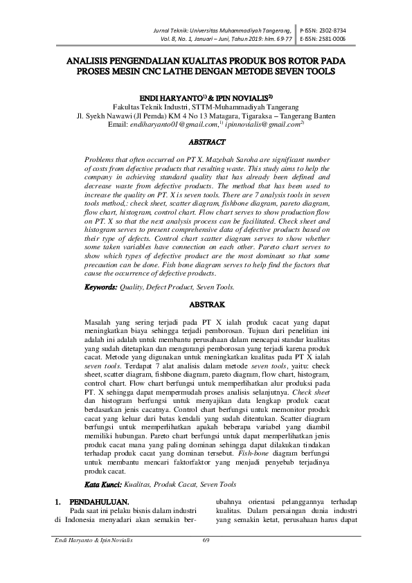(PDF) Analisis Pengendalian Kualitas Produk Bos Rotor Pada Proses Mesin CNC Lathe Dengan Metode ...