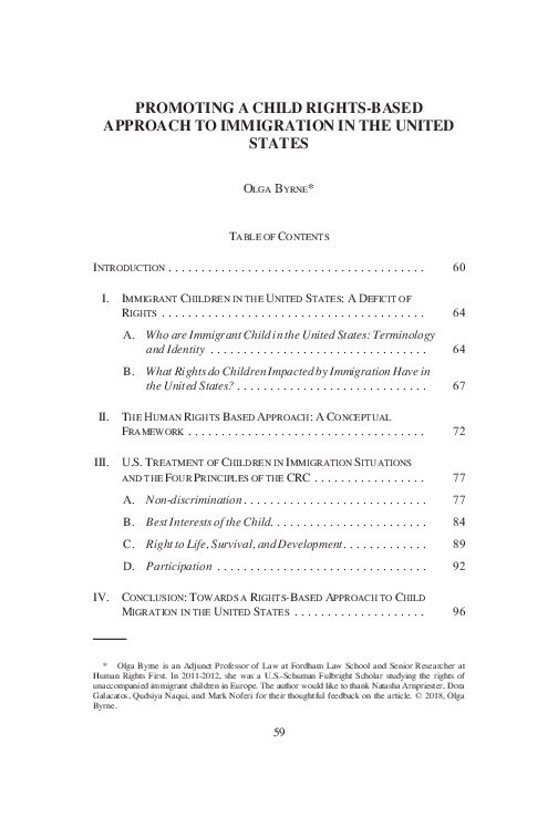 (PDF) Promoting a Child Rights-Based Approach to Immigration in the ...