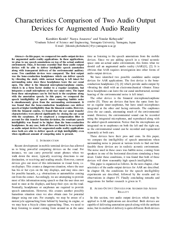 (PDF) Characteristics Comparison of Two Audio Output Devices for ...