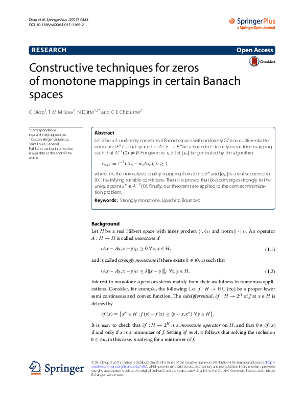 Pdf Constructive Techniques For Zeros Of Monotone Mappings In Certain Banach Spaces