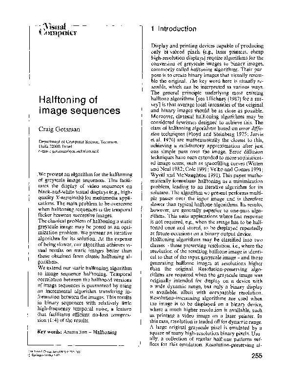 (PDF) Halftoning of image sequences