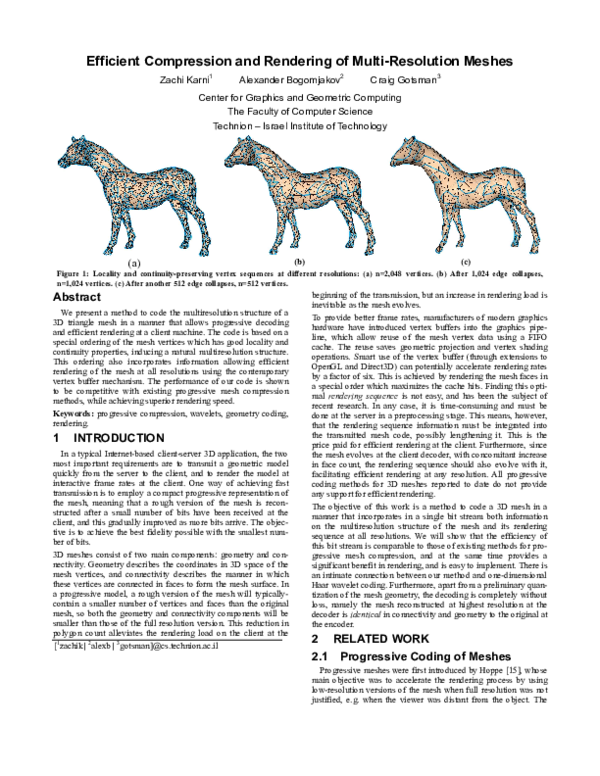 (PDF) Efficient compression and rendering of multi-resolution meshes