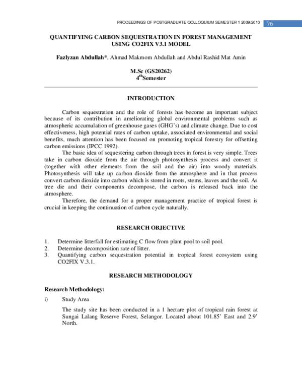 (PDF) Quantifying carbon sequestration in forest management using ...