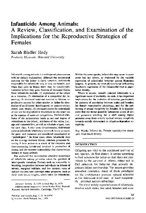 (PDF) Infanticide among animals: A review, classification, and ...