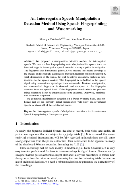 (PDF) An Interrogation Speech Manipulation Detection Method Using ...