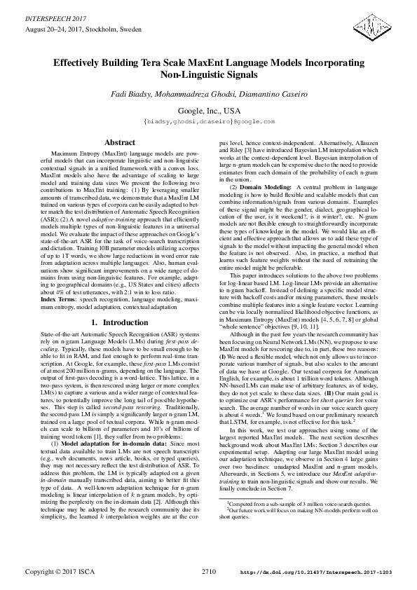 (PDF) Effectively Building Tera Scale MaxEnt Language Models Incorporating Non-Linguistic Signals