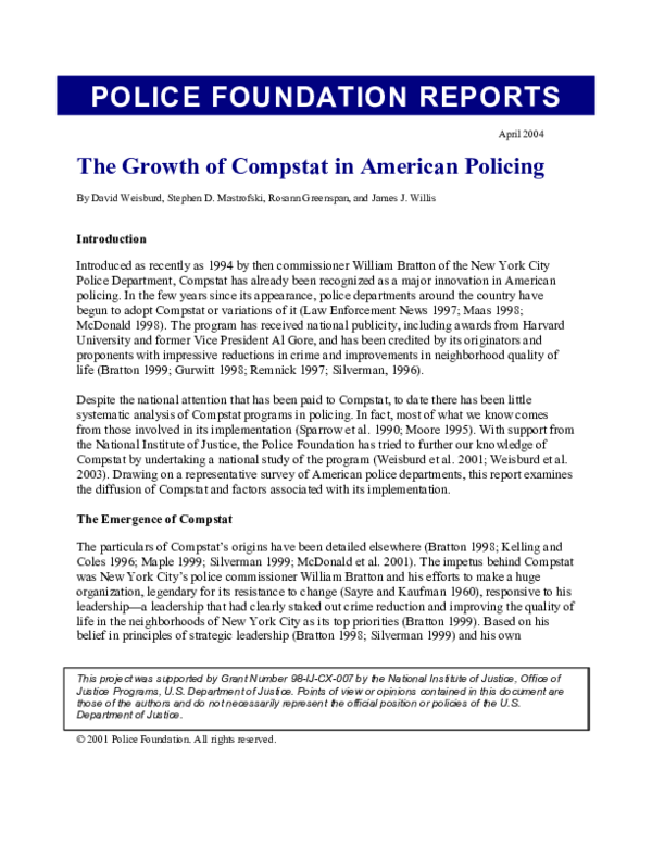 (PDF) The Growth of Compstat in American Policing