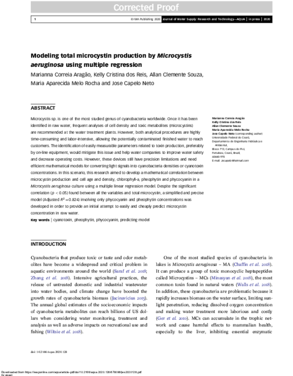 (PDF) Modeling total microcystin production by Microcystis aeruginosa ...