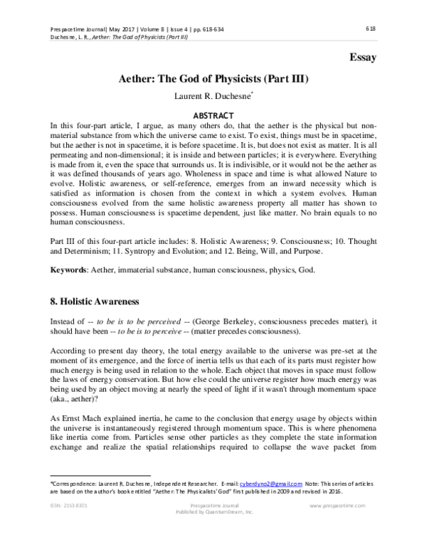 (PDF) Aether: The God of Physicists (Part III)
