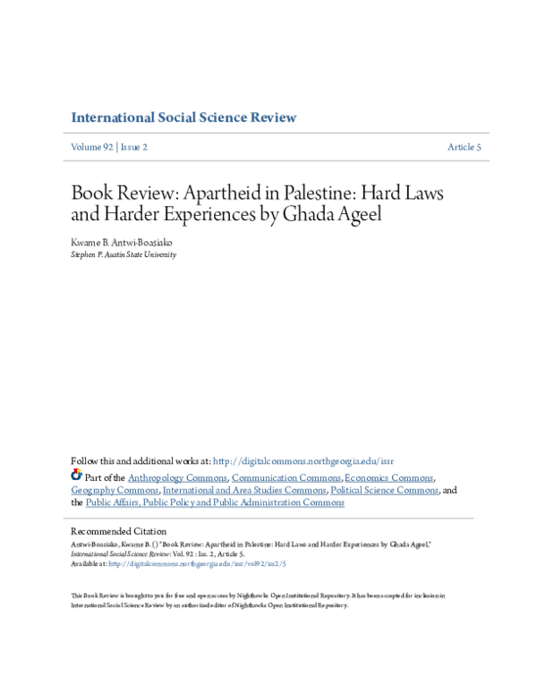 (PDF) Book Review: Apartheid in Palestine: Hard Laws and Harder ...