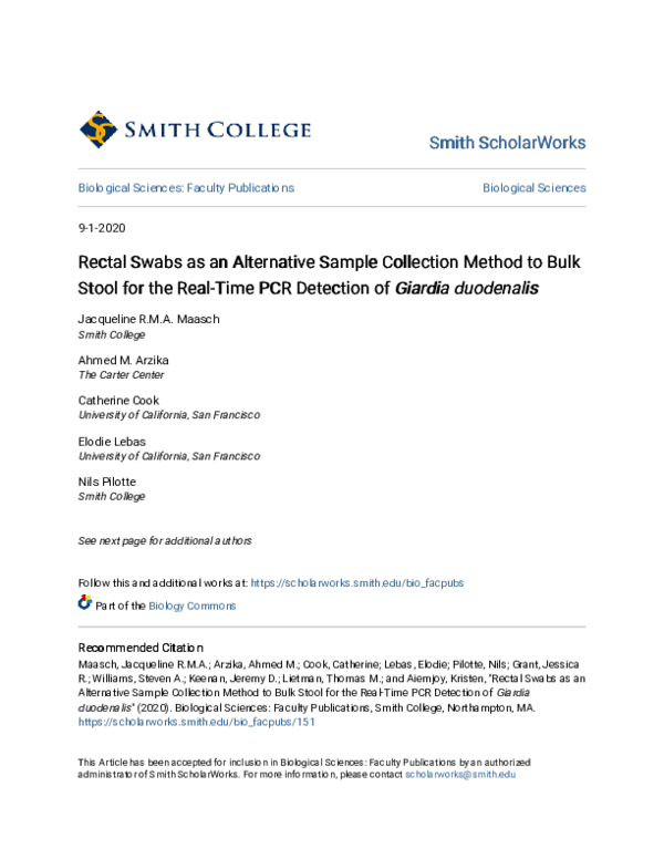 (PDF) Rectal Swabs as an Alternative Sample Collection Method to Bulk ...