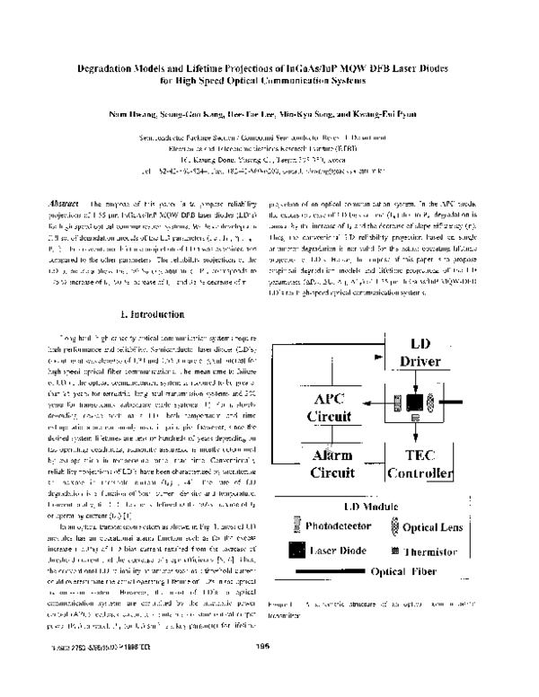(PDF) Degradation Models and Lifetime Projections of InGaAs/InP MQW-DFB Laser Diodes for High ...