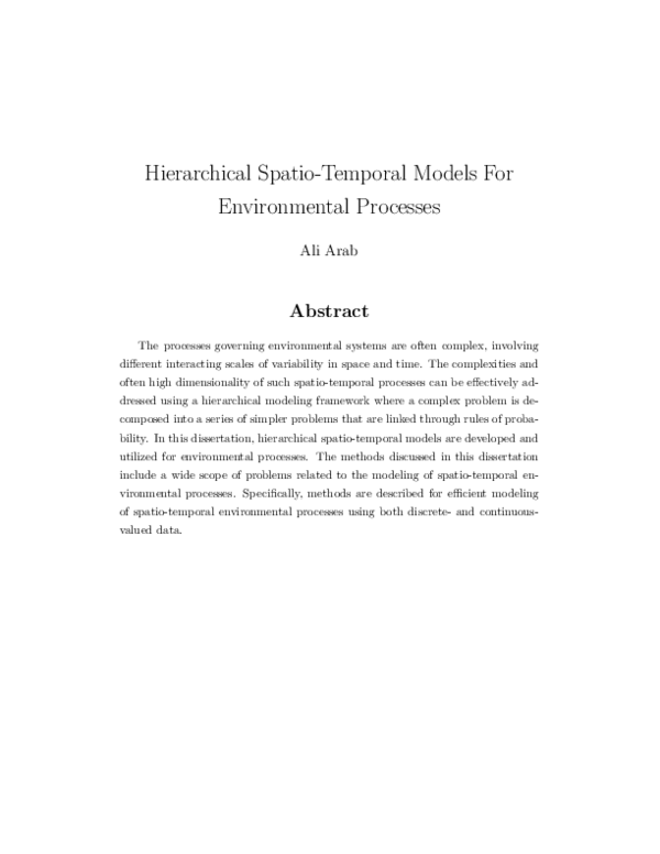 (PDF) Hierarchical Spatio-Temporal Models for Environmental Processes