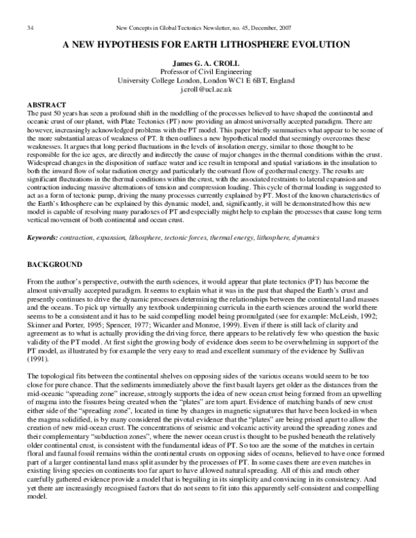 (PDF) A new hypothesis for Earth lithosphere evolution