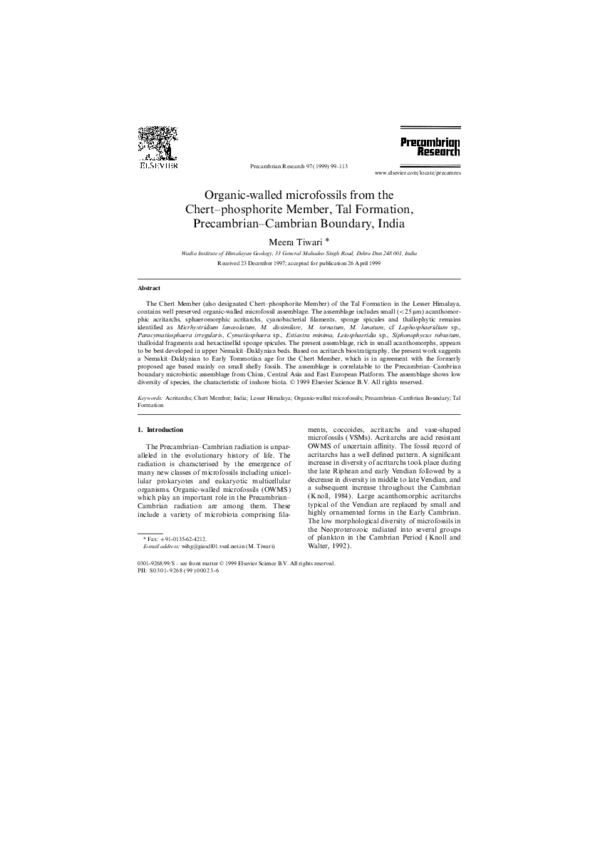 (PDF) Organic-walled microfossils from the Chert-phosphorite Member ...