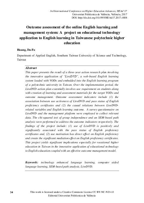 (PDF) Outcome assessment of the online English learning and management ...