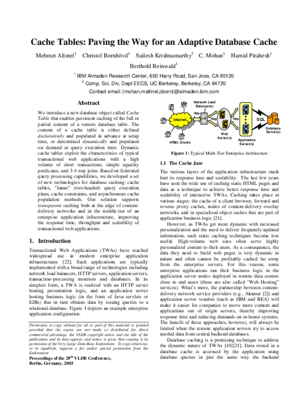 (PDF) Cache Tables