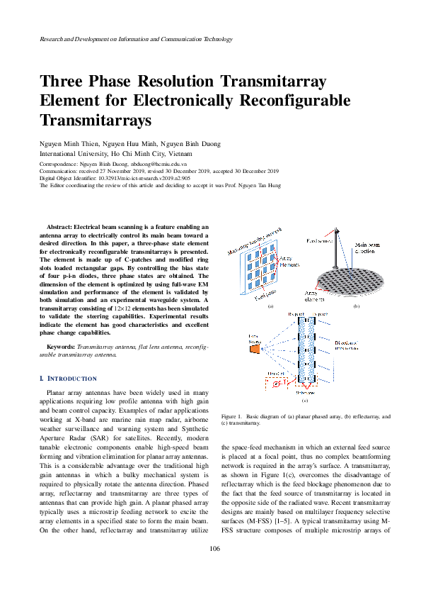 Pdf Three Phase Resolution Transmitarray Element For Electronically