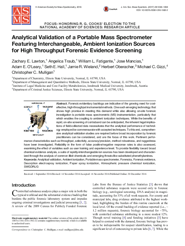 (PDF) Analytical Validation of a Portable Mass Spectrometer Featuring ...