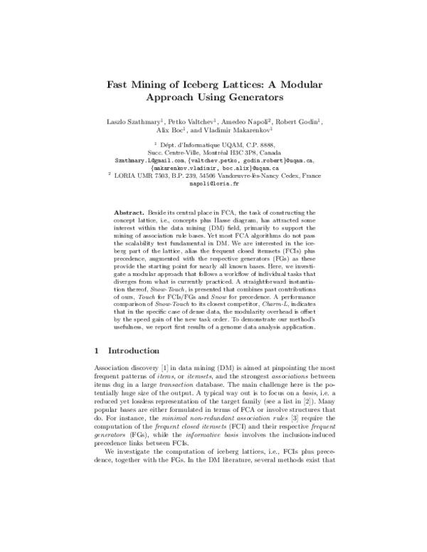 Pdf Fast Mining Of Iceberg Lattices A Modular Approach Using Generators