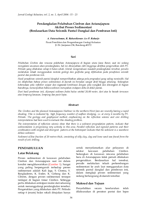 (PDF) Pendangkalan Pelabuhan Cirebon Dan Astanajapura Akibat Proses ...