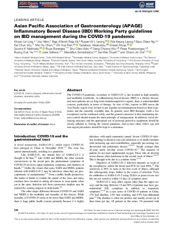 (PDF) Asian Pacific Association of Gastroenterology (APAGE) Inflammatory Bowel Disease (IBD ...