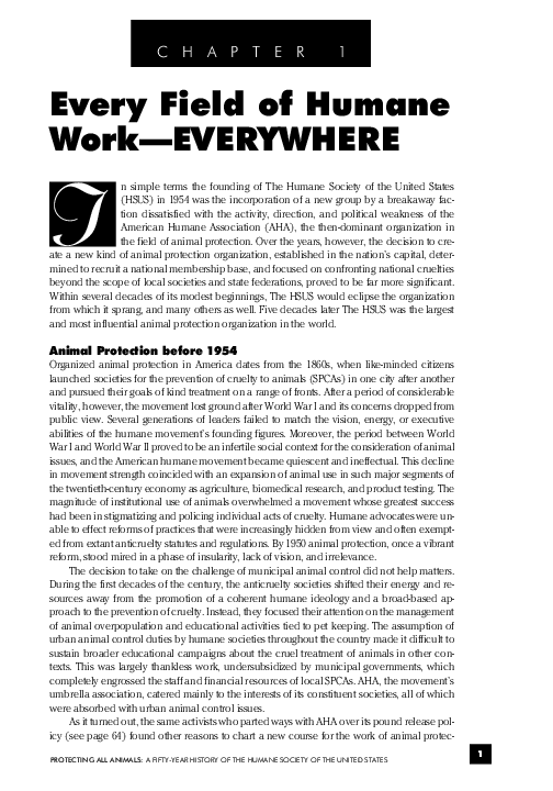 (PDF) Protecting All Animals: A Fifty-Year History of the Humane ...