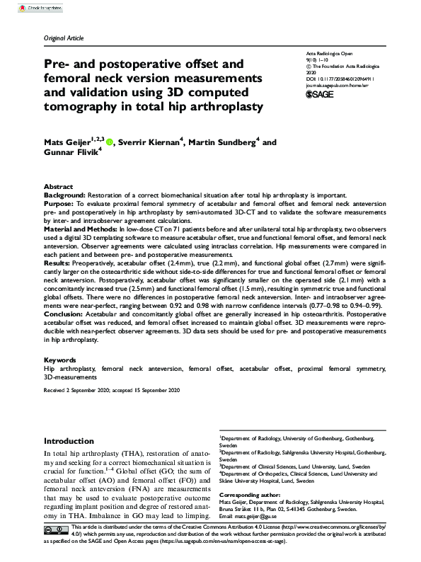 (PDF) Pre- and postoperative offset and femoral neck version ...