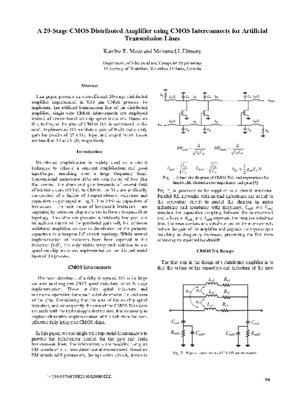 (PDF) A 20-Stage CMOS Distributed Amplifier using CMOS Interconnects ...