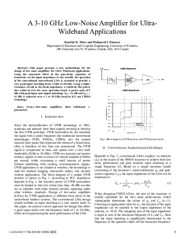 (PDF) A 3-10 GHz Low-Noise Amplifier for Ultra-Wideband Applications