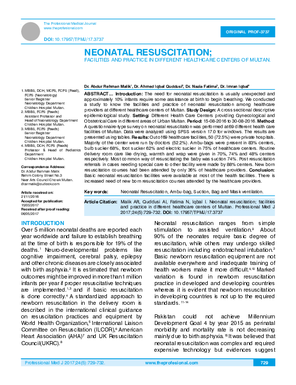 (PDF) Neonatal Resuscitation