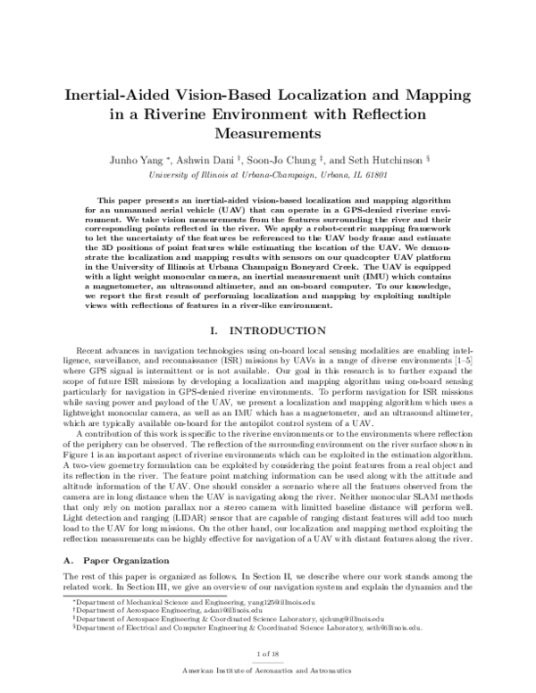 Pdf Inertial Aided Vision Based Localization And Mapping In A Riverine Environment With