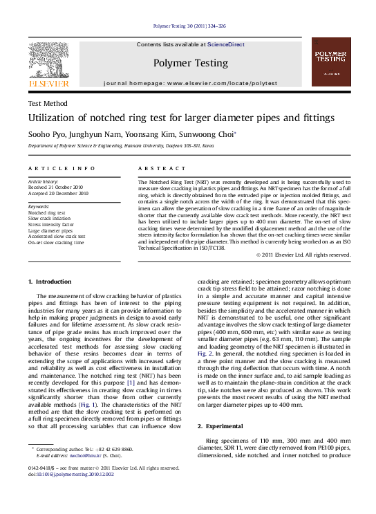 (PDF) Utilization of notched ring test for larger diameter pipes and ...