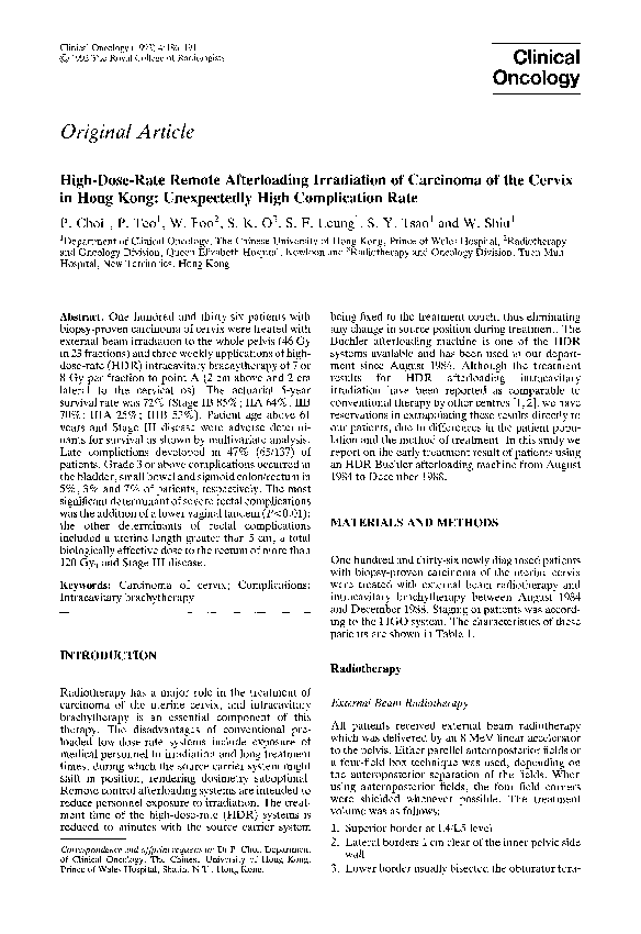(PDF) High-dose-rate remote afterloading irradiation of carcinoma of ...