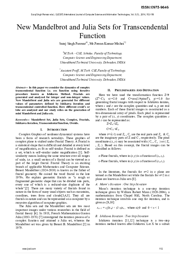 (PDF) New Mandelbrot and Julia Sets for Transcendental Function
