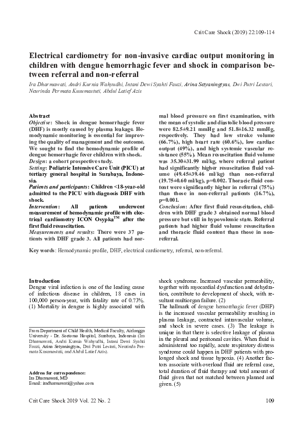 (PDF) Electrical cardiometry for non-invasive cardiac output monitoring ...