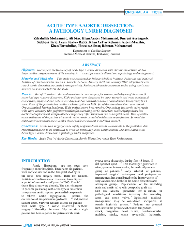 (PDF) Acute type A aortic dissection: a pathology under diagnosed