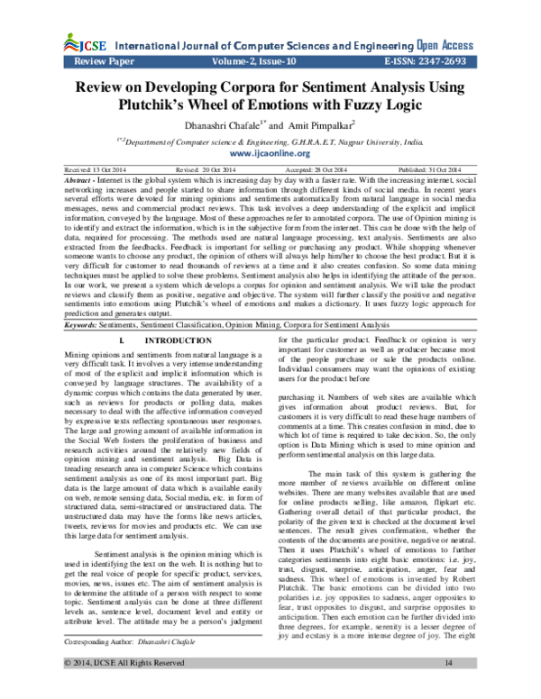 (PDF) Review on Developing Corpora for Sentiment Analysis Using Plutchik’s Wheel of Emotions ...