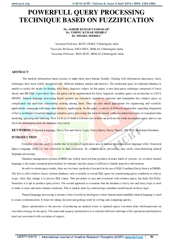 Pdf Powerfull Query Processing Technique Based On Fuzzification