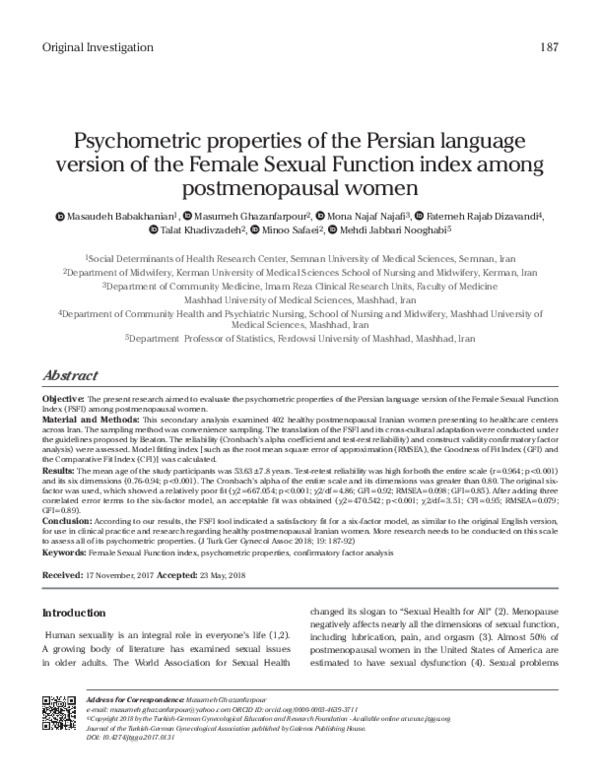 (PDF) Psychometric properties of a Persian‐language version of the Beck ...
