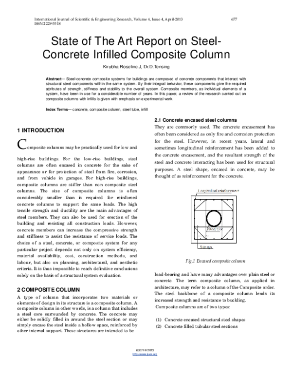 (PDF) State of The Art Report on Steel-Concrete In filled Composite Column