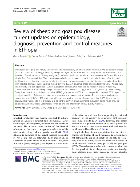 (PDF) Review of sheep and goat pox disease: current updates on ...