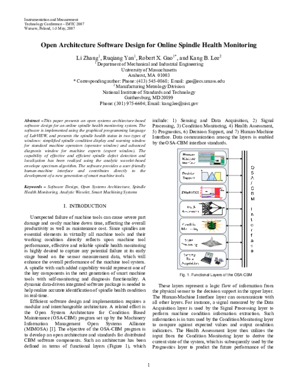 (PDF) Open Architecture Software Design for Online Spindle Health ...