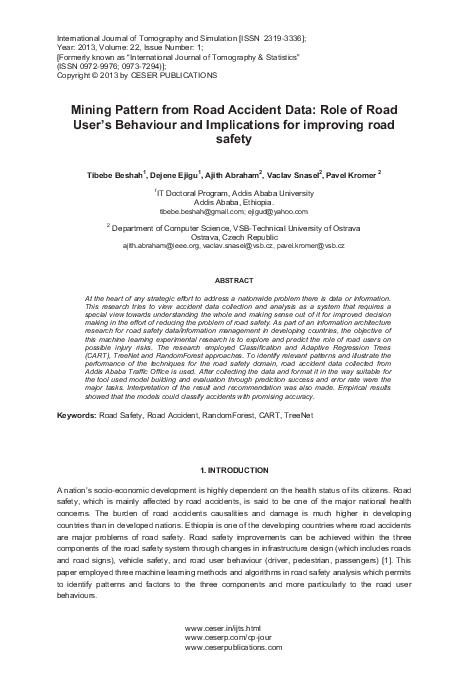 (PDF) Mining Pattern from Road Accident Data: Role of Road User’s ...