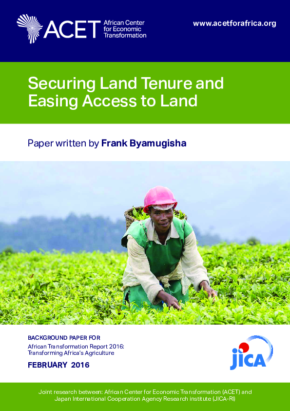 (PDF) Securing Land Tenure and Easing Access to Land Paper