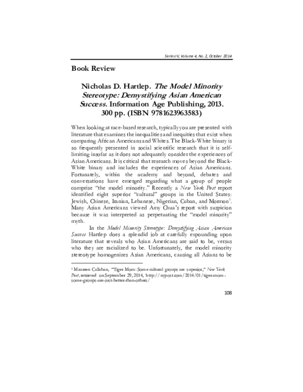 (PDF) The Model Minority Stereotype: Demystifying Asian American Success